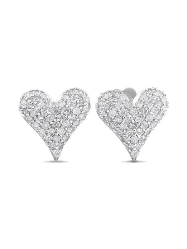 LB EXCLUSIVE 14k White Gold 0.32ct Diamond Heart Earrings - Silver