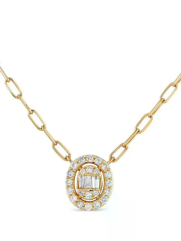 LB EXCLUSIVE 14k Yellow Diamond Oval Pendant Necklace - Gold