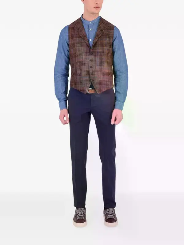 DELL'OGLIO Round Neck Button Shirt - Blue