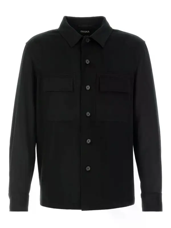Zegna Cashmere Pocket-detail Overshirt - Black