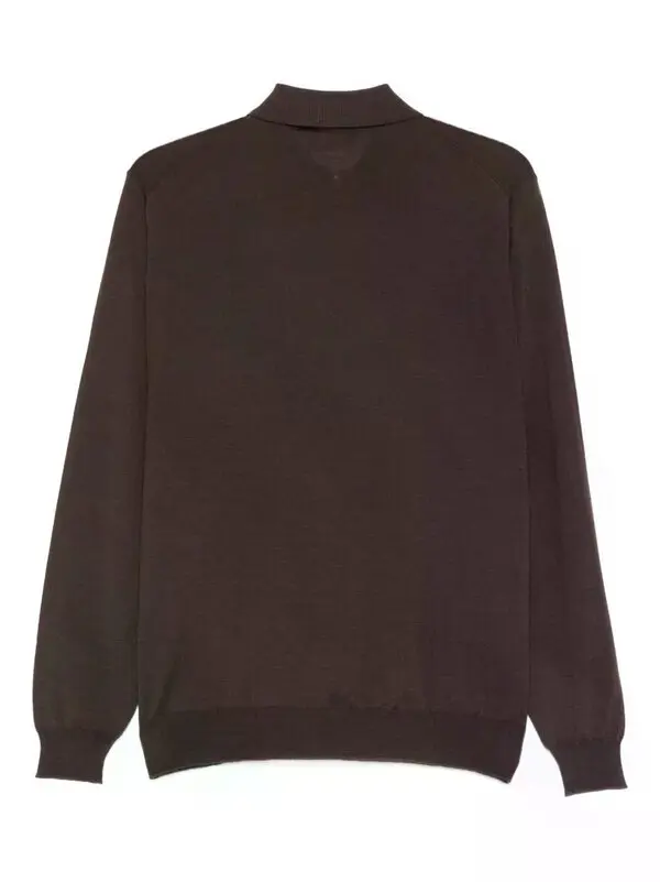 DELL'OGLIO Half-zip Knitted Polo Shirt - Brown