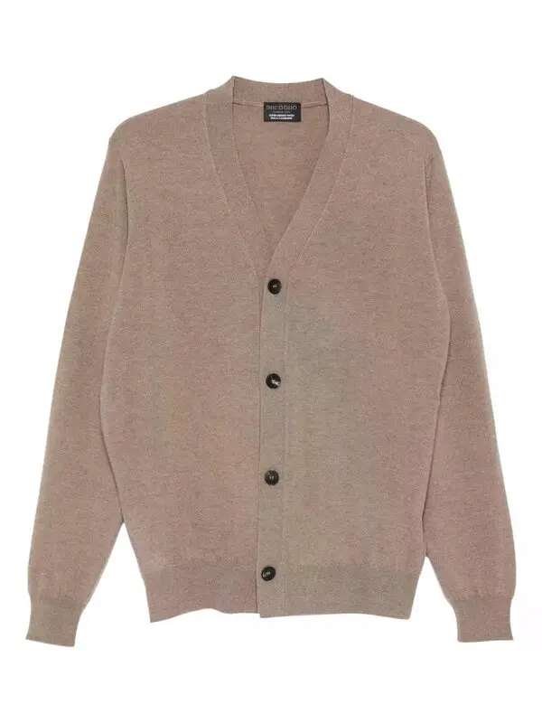 DELL'OGLIO Buttoned V-neck Cardigan - Neutrals