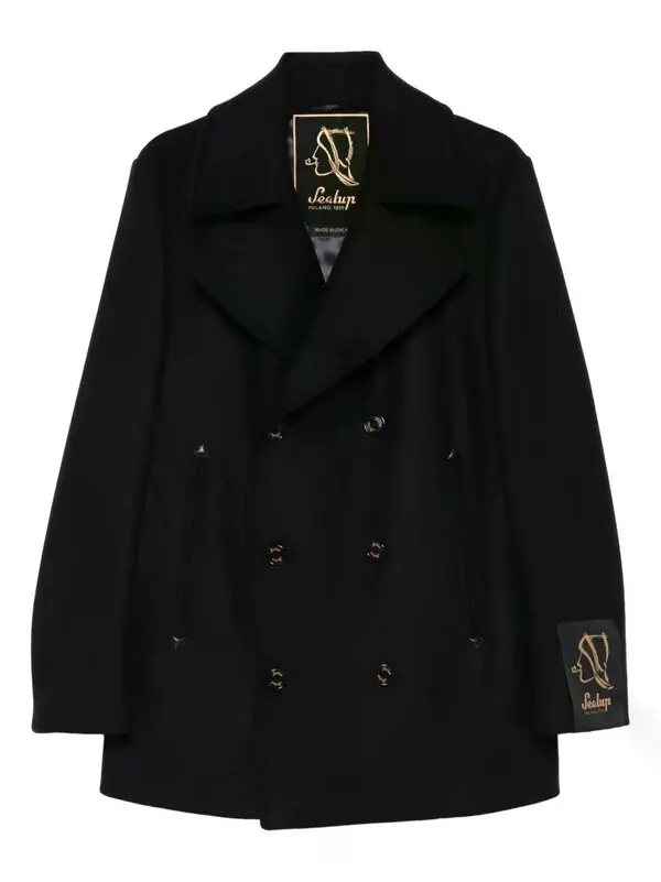 SEALUP Buttoned Double-breasted Coat - Blue