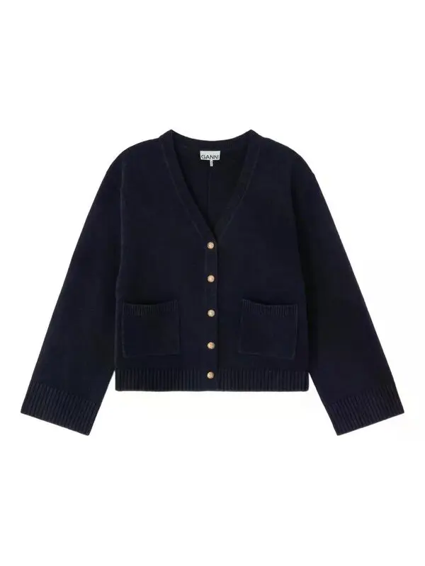 GANNI Pocket Button-fastening Cardigan - Blue