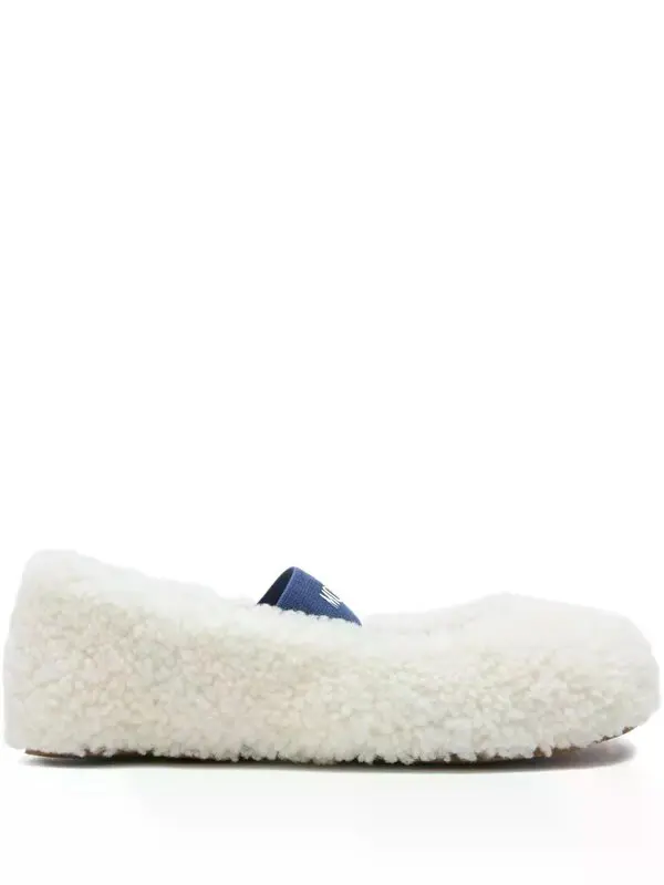 Moon Boot Shearling Ballet Flats - White
