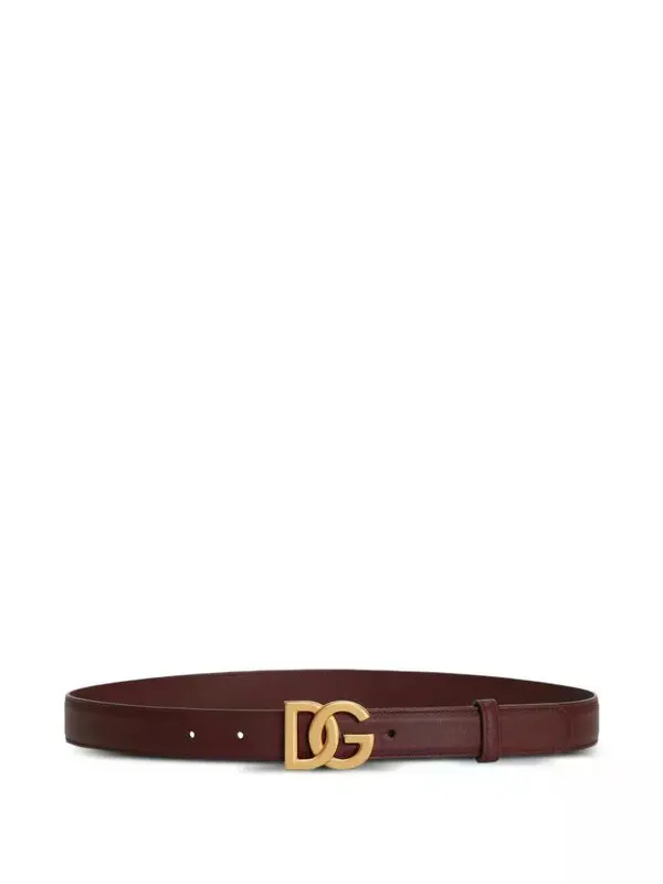 Dolce & Gabbana Leather Belt With Logo Buckle - Red