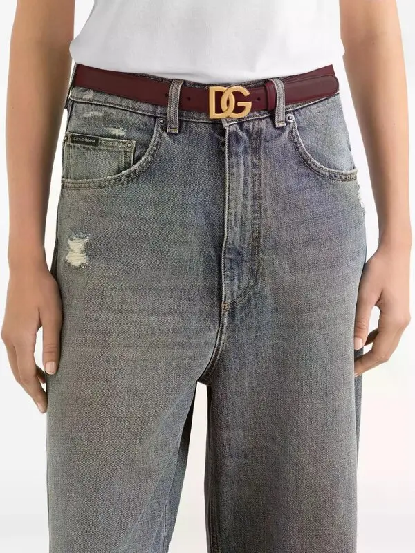 Dolce & Gabbana Calfskin Belt With Dg Logo - Red