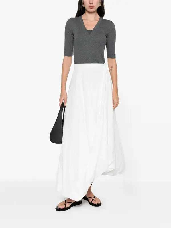 Brunello Cucinelli V-neck Embellished T-shirt - Grey