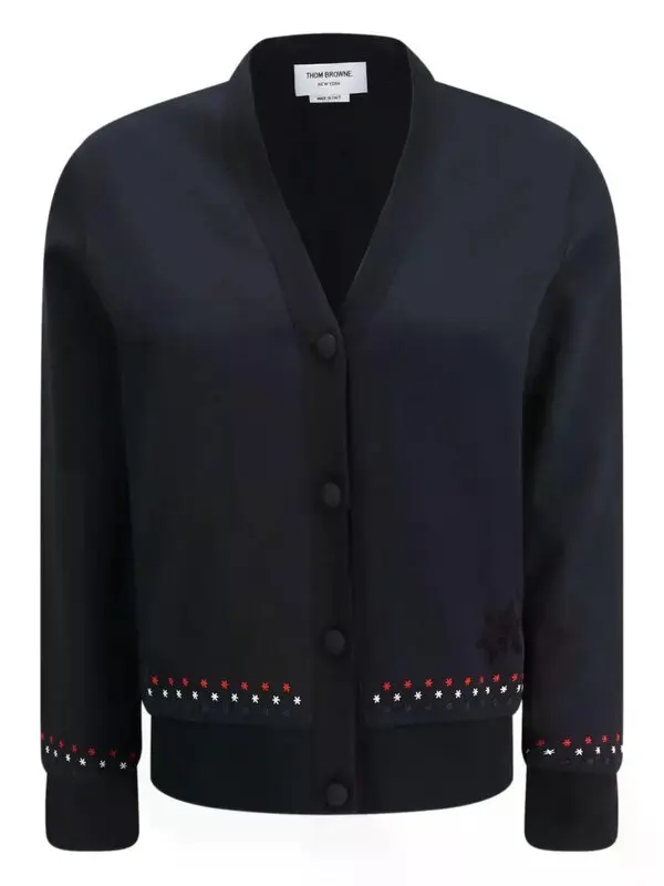 Thom Browne Snowflake-stitched V-neck Cardigan
