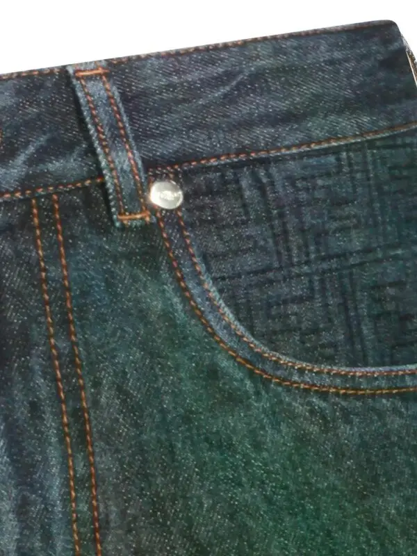 Fendi Logo-patch Denim Shorts - Blue