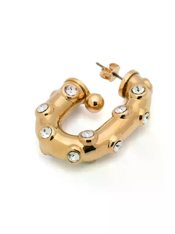 Rabanne Crystal Chunky Hoop Earrings - Gold