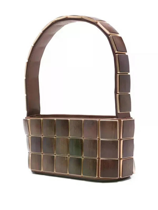 Cult Gaia Romy Panelled Wood Shoulder Bag