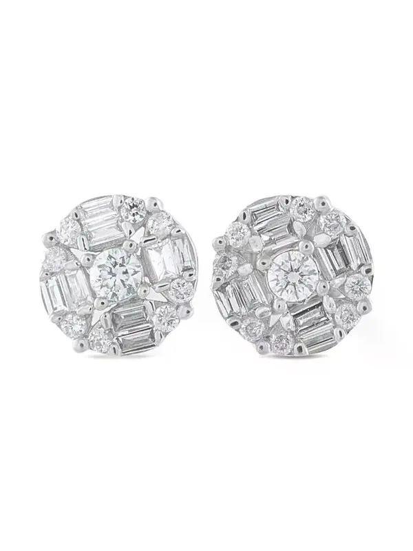 LB EXCLUSIVE 14k White Gold Diamond Stud Earrings - Silver