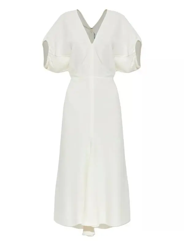 Victoria Beckham Gathered Short-sleeves Midi Dress