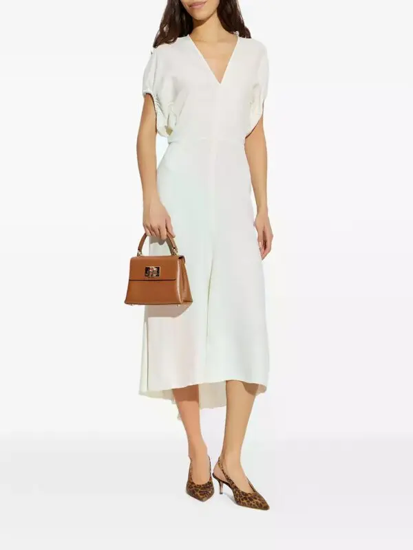 Victoria Beckham Gathered Short-sleeves Midi Dress