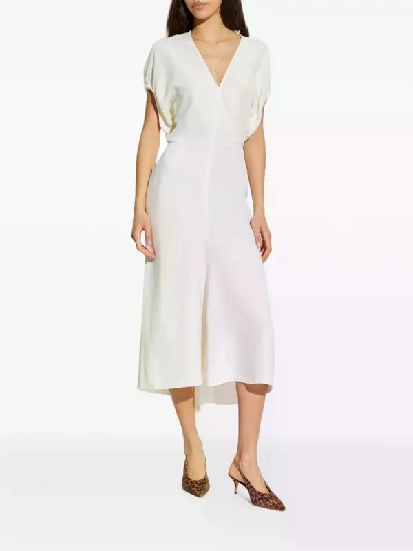 Victoria Beckham Gathered Short-sleeves Midi Dress