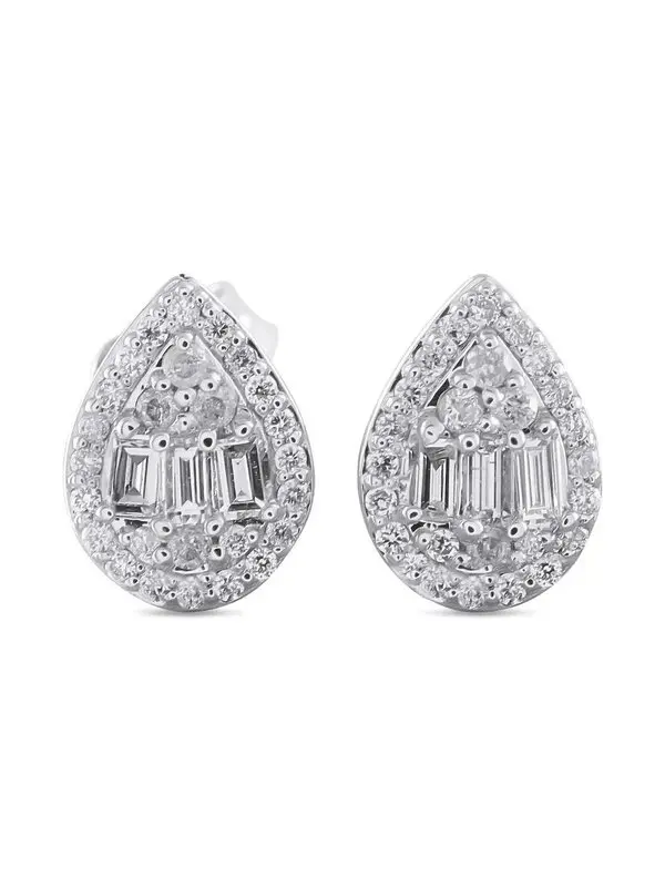 LB EXCLUSIVE 14k White Gold Diamond Cluster Earrings - Silver