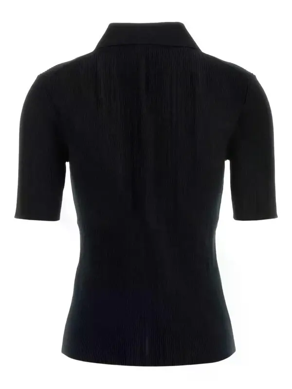 JIL SANDER Keyhole Wool Polo Shirt - Black