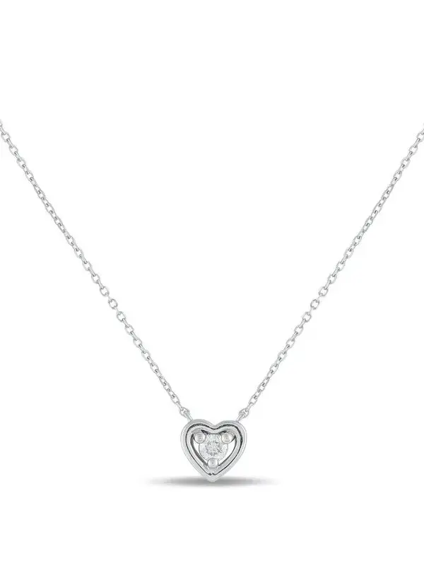LB EXCLUSIVE 14k White Gold Diamond Heart Pendant Necklace - Silver