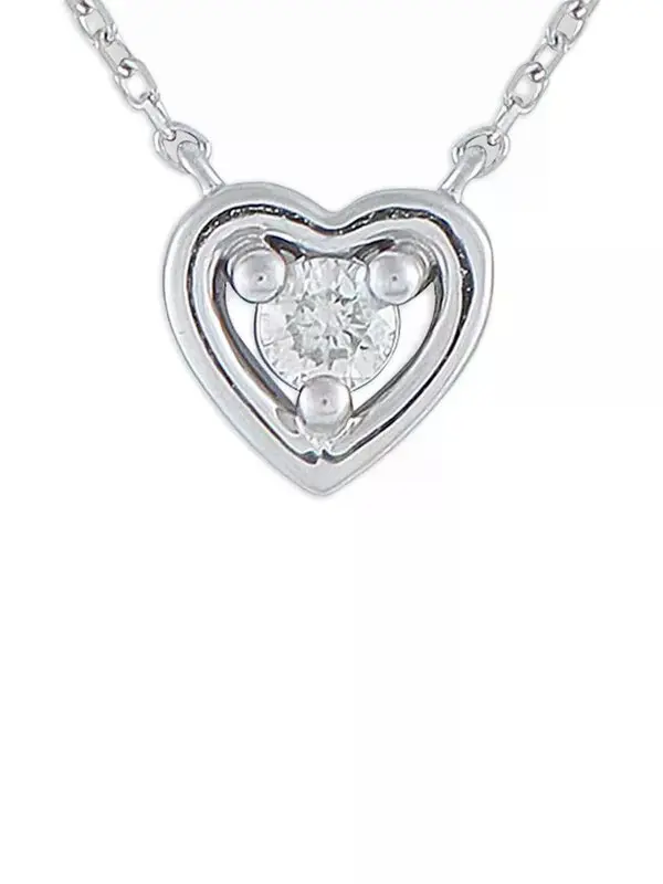 LB EXCLUSIVE 14k White Gold Diamond Heart Pendant Necklace