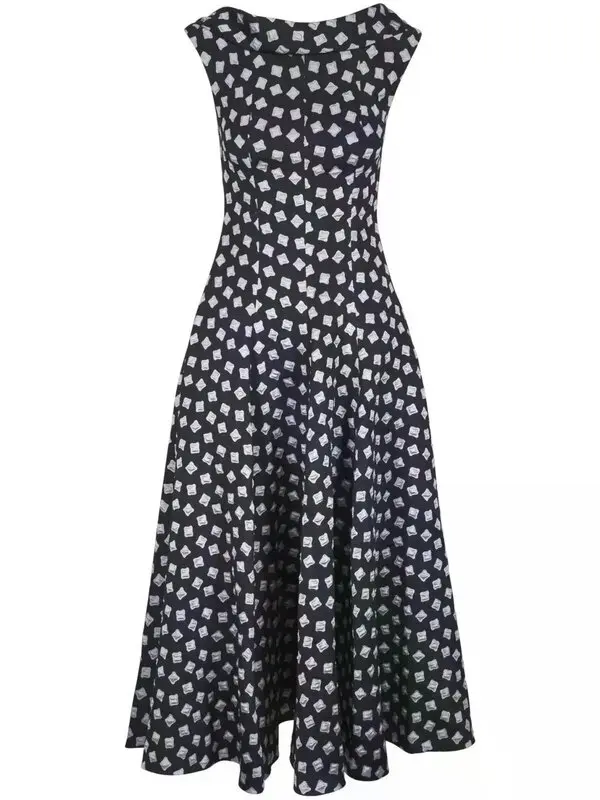 Talbot Runhof Geometric-print Midi Dress