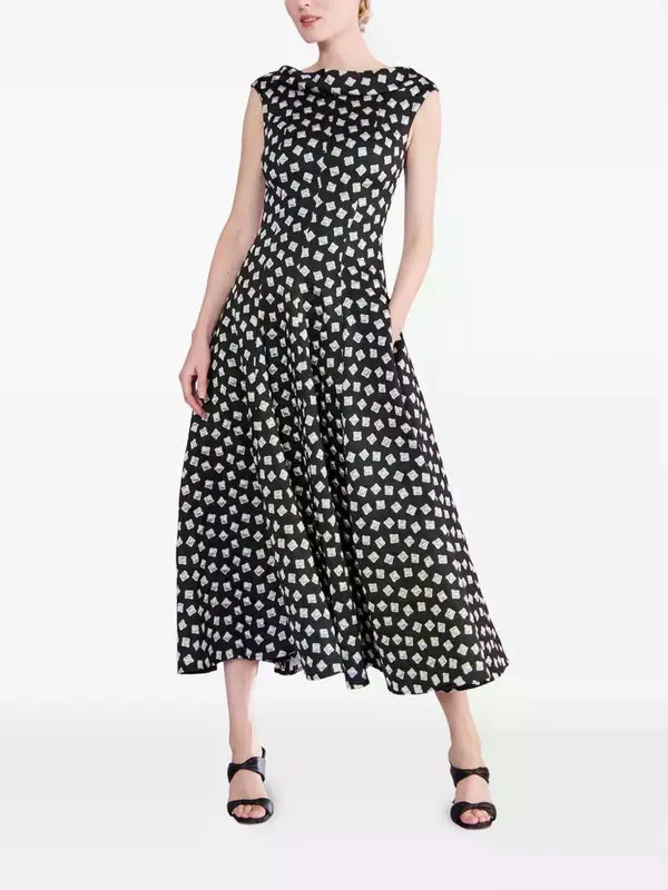 Talbot Runhof Geometric-print Midi Dress