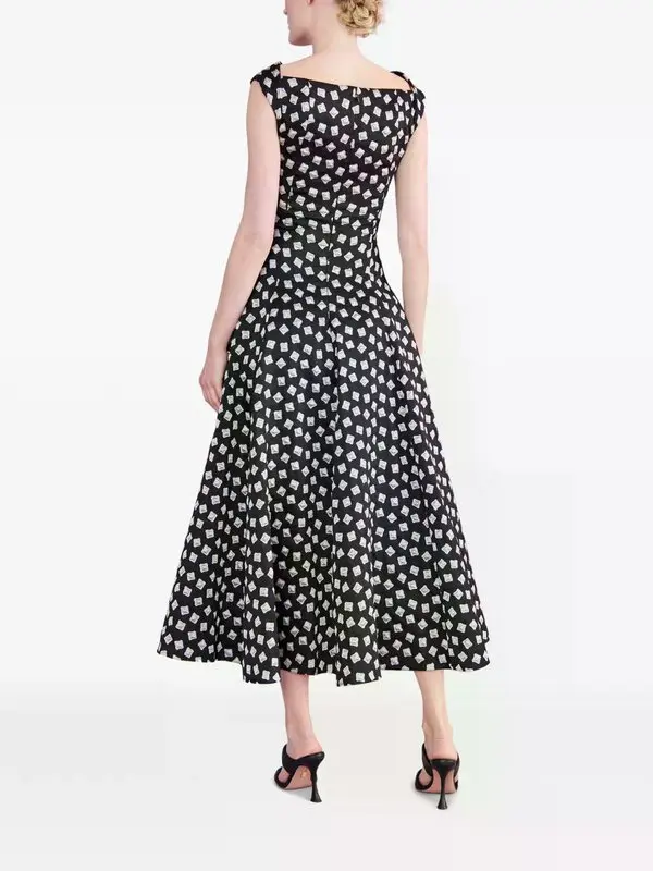 Talbot Runhof Geometric-print Midi Dress