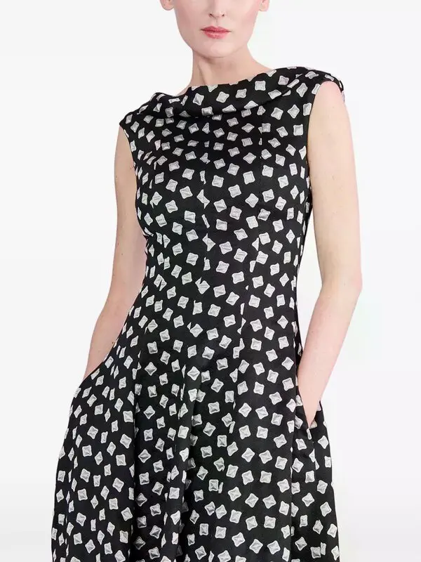 Talbot Runhof Geometric-print Midi Dress