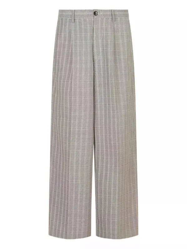 Marni Checked Wool Pleated Wide-leg Trousers