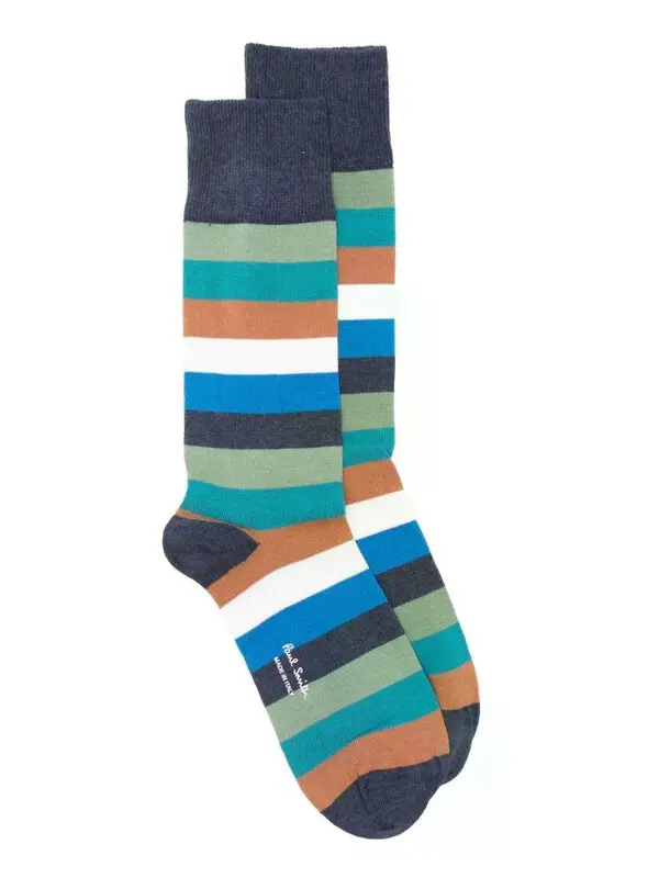 Paul Smith Striped Cotton Socks - Blue
