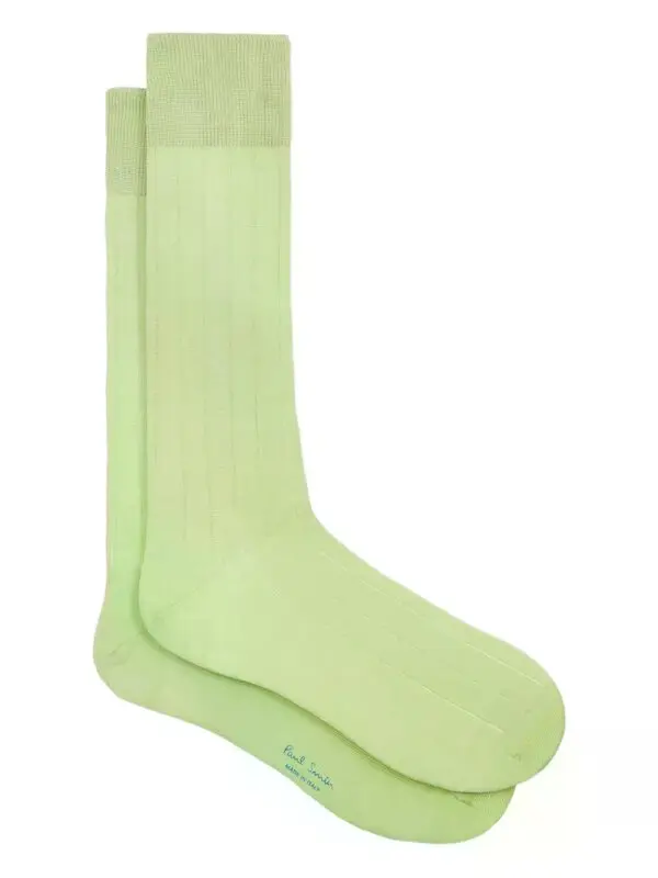 Paul Smith Ribbed Cotton Ankle Socks - Green