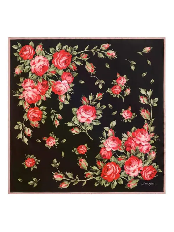 Dolce & Gabbana Floral-pattern Scarf - Black