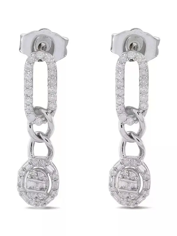 LB EXCLUSIVE 14k White Gold Diamond Drop Earrings - Silver