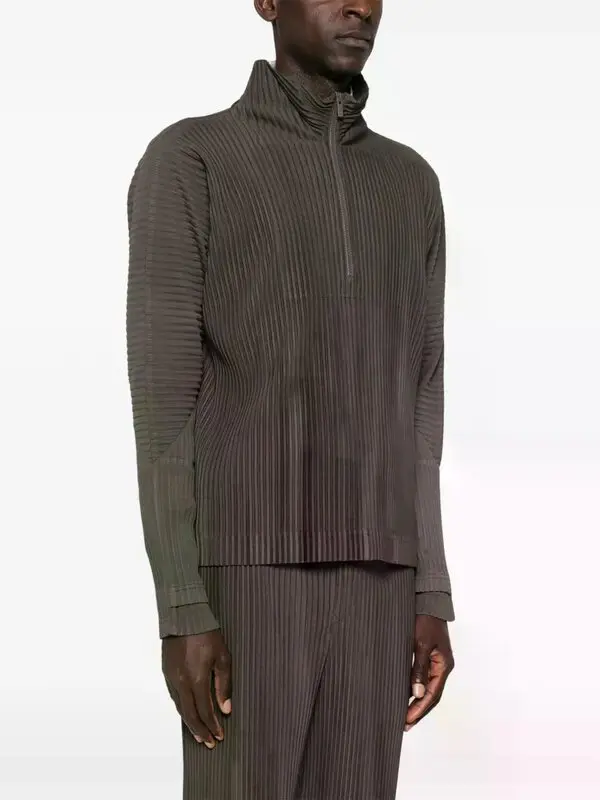 Issey Miyake Zip-up Pleated Top - Green