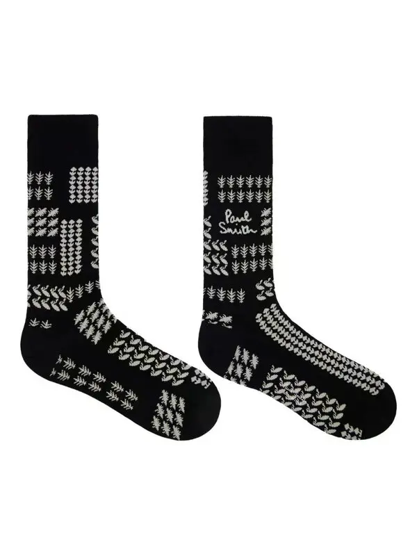 Paul Smith Patterned Crew Socks - Black