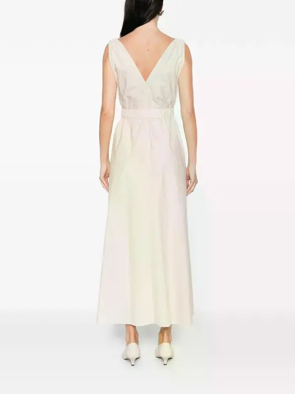 Brunello Cucinelli Belted V-neck Midi Dress - Neutrals