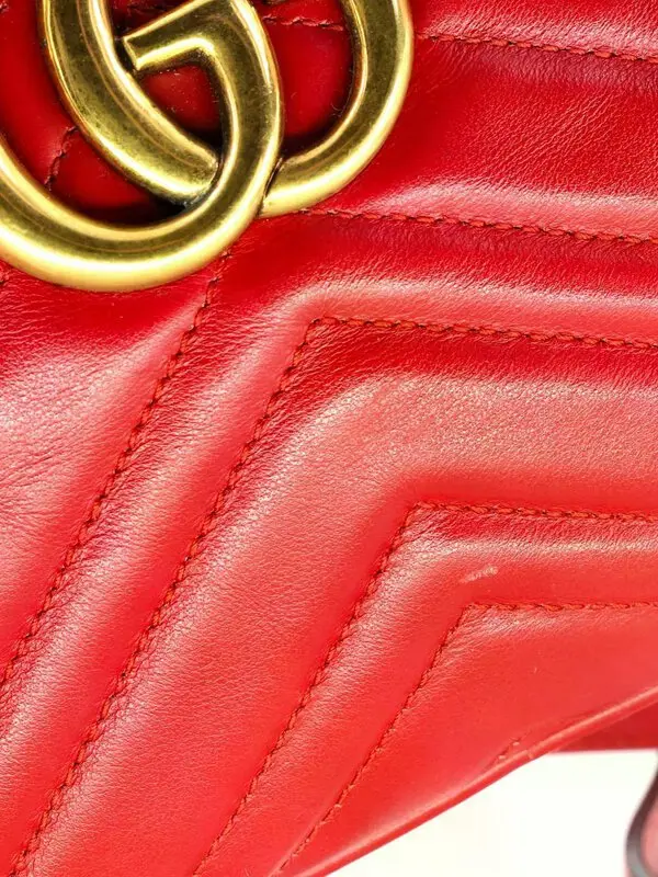 Gucci Gg Marmont Matelasse Leather Small Crossbody Bag - Red