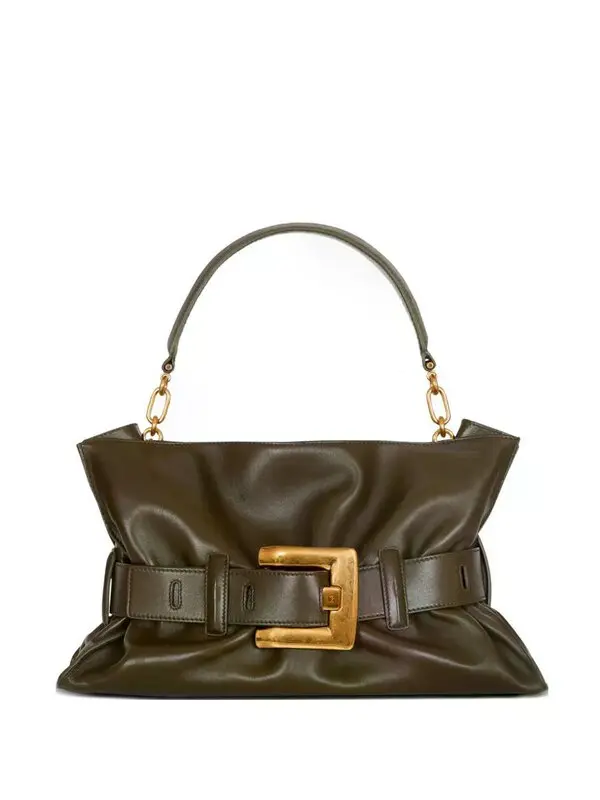 Balmain Medium Calfskin Leather Bag - Green