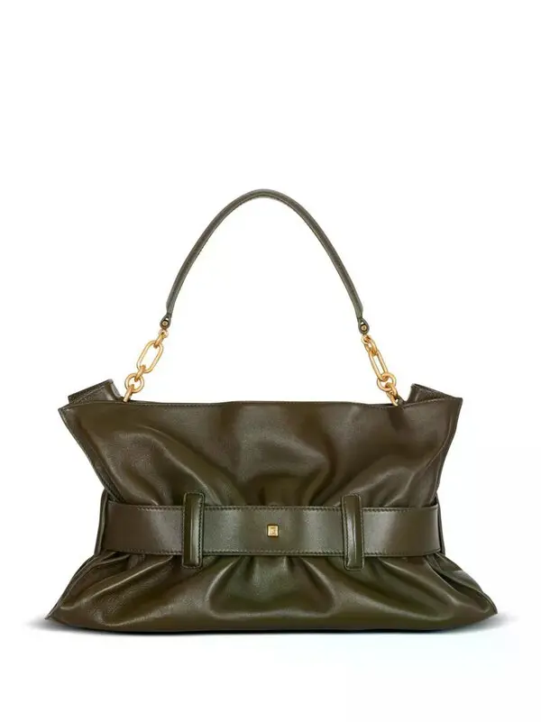 Balmain Medium Calfskin Leather Bag - Green