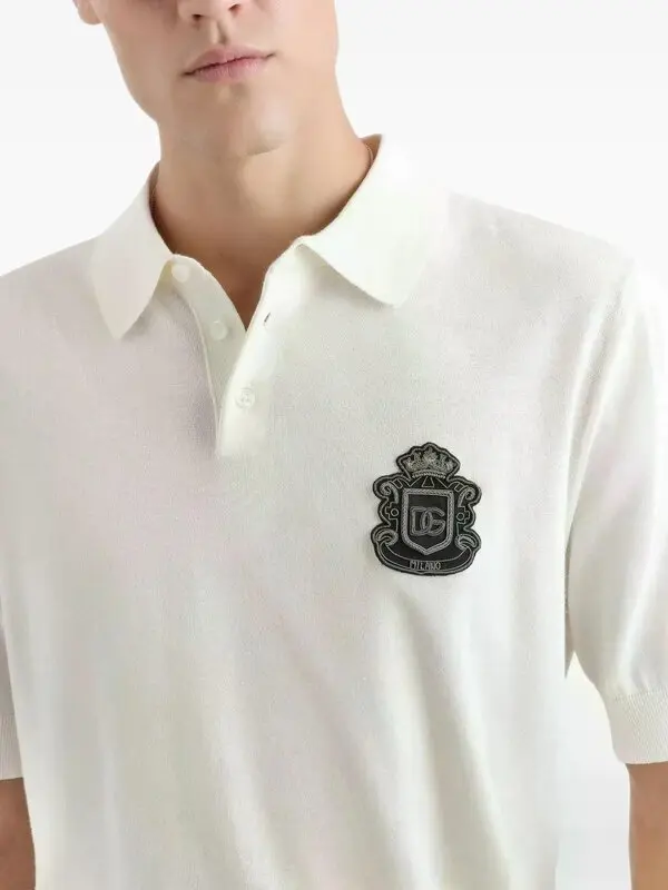 Dolce & Gabbana Crest-appliqué Polo Shirt - White