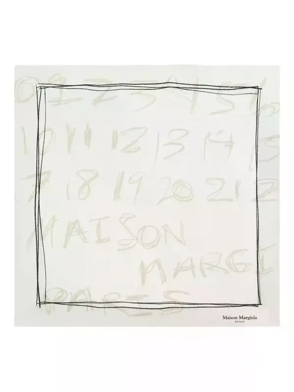 MAISON MARGIELA Numbers-print Neckerchief - White