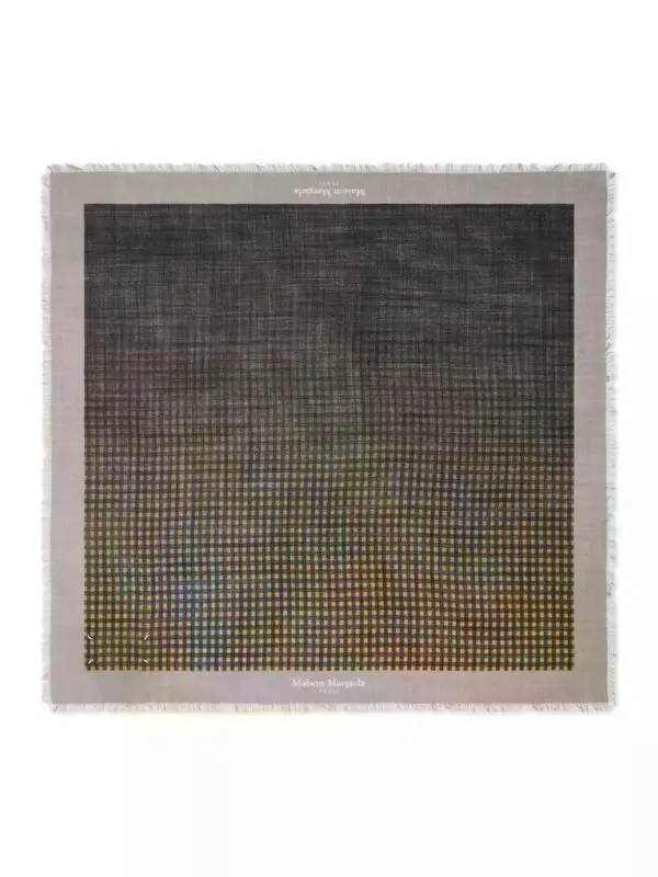MAISON MARGIELA Frayed-edge Checked Scarf - Grey