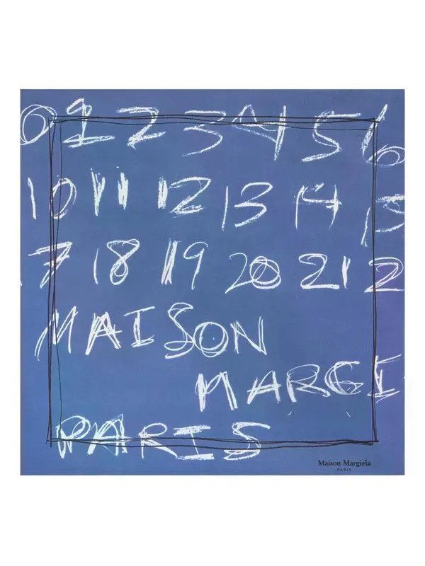 MAISON MARGIELA Numbers-print Neckerchief - Blue