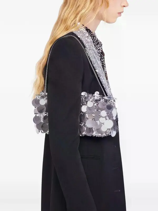 Rabanne Sequin Embellished Clutch Bag - Silver