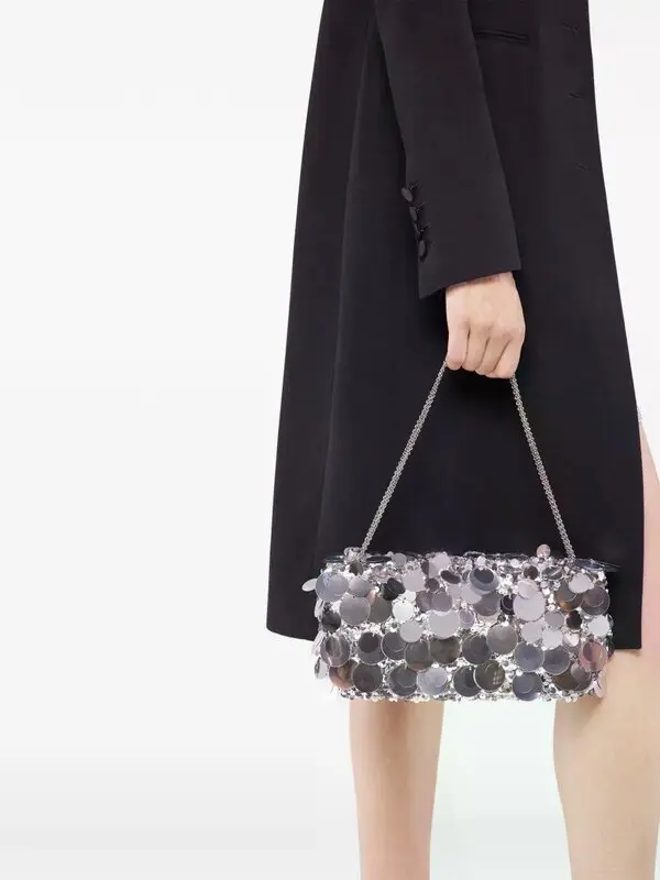 Rabanne Sequin Embellished Clutch Bag - Silver