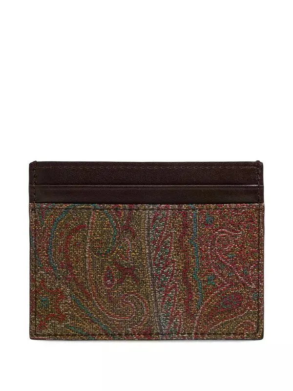 Etro Paisley-patterned Card Holder - Brown