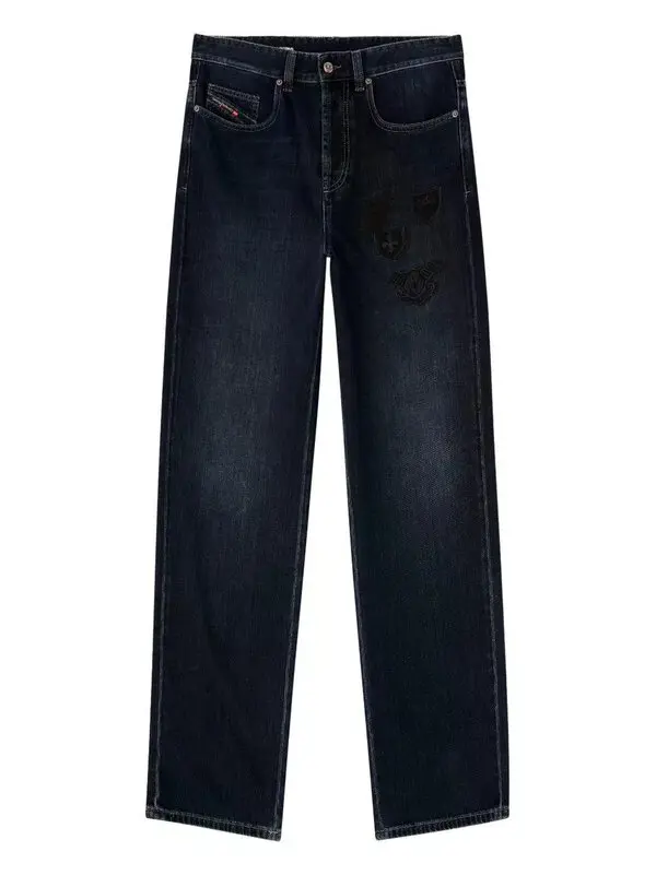 DIESEL® 2001 D-macro Jeans With Embroidered Patches - Blue