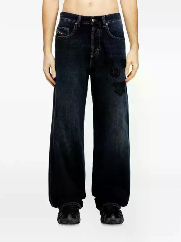 DIESEL® 2001 D-macro Jeans With Embroidered Patches - Blue