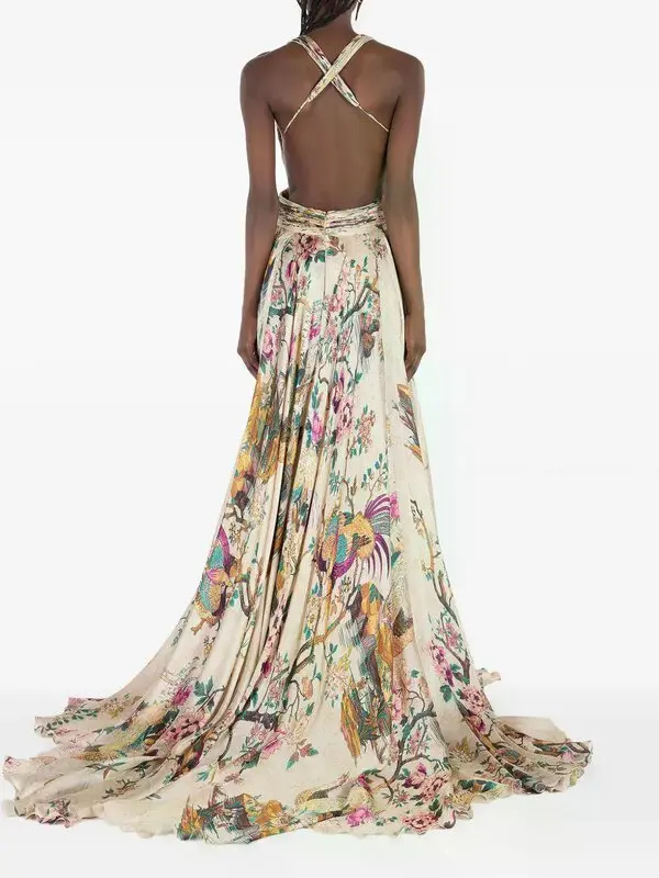 Roberto Cavalli Pleated Floral-print Maxi Dress