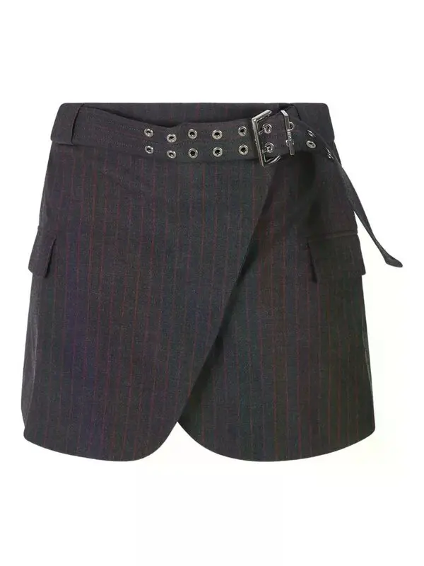 GANNI Pinstripe Belted Mini Skirt